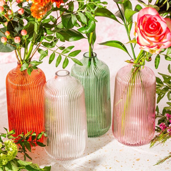 Ribbed Glass Vase - Etsy UK