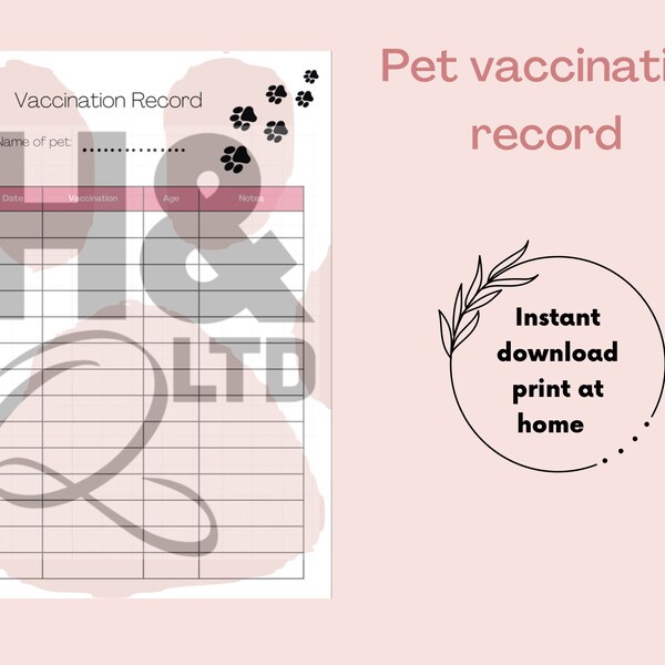 Cat Vaccination Record Template - Etsy