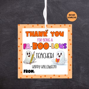 Halloween Gift Tags for Teachers, Printable Halloween Tags, Teacher ...