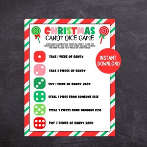 Christmas Candy Dice Game, Printable Holiday Game, Christmas Classroom ...