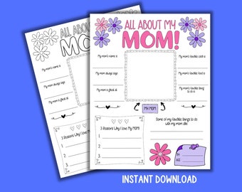 All About Mom, Mother's Day Gift, Kid's Gift for Mom, Mother's Day ...