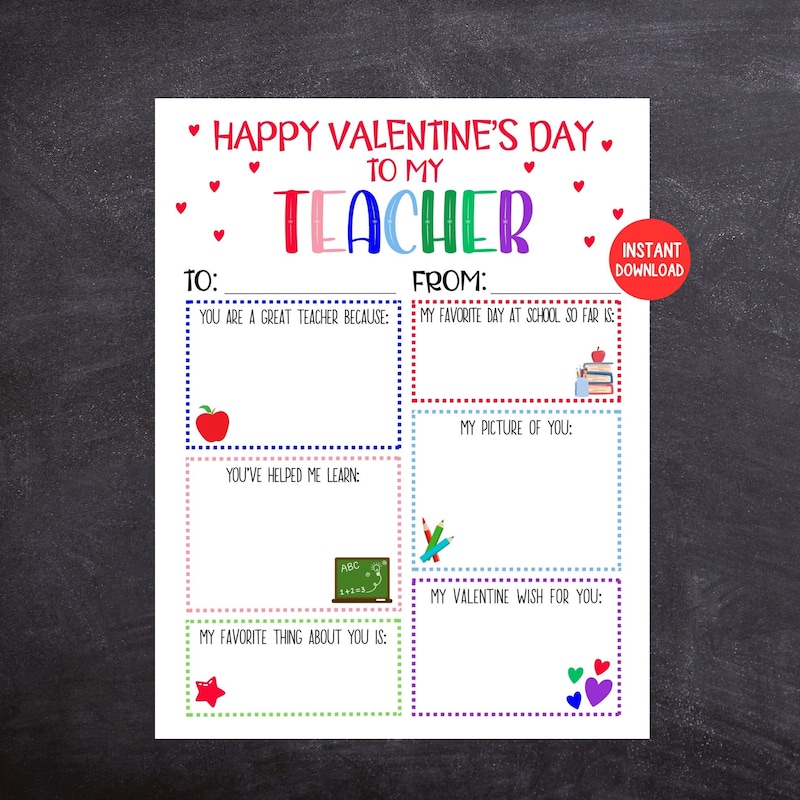 Teacher Valentines - Etsy