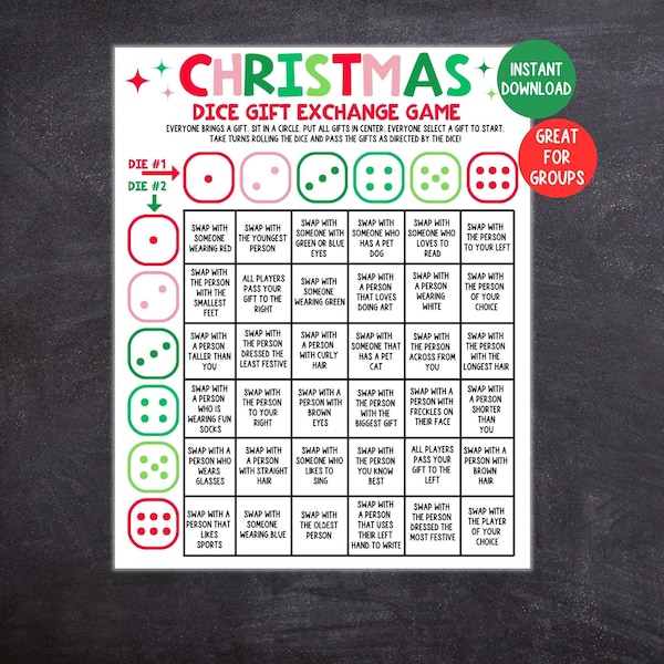 Secret Santa Dice Game - Etsy