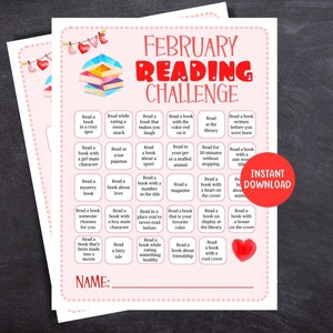 Printable Reading Tracker, February Reading Challenge, Book Planner for ...