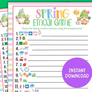 Spring Emoji Game, Spring Printable Game, Emoji Game, Spring Emoji Game ...