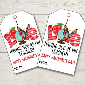 Valentines Teacher Gift Tags, Printable Teacher Gift Tags for ...