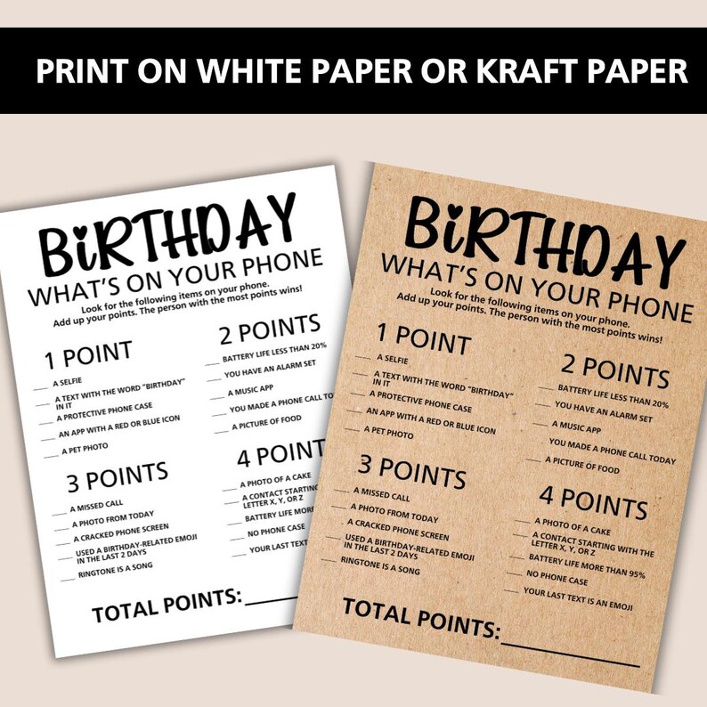 Birthday Party Game, Printable Whats on Your Phone Game, Phone Trivia ...