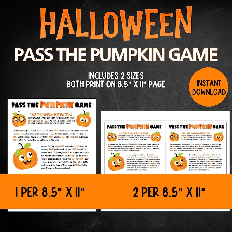 Pass the Pumpkin Halloween Game, Printable Halloween Left Right Game ...