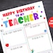 Teacher Birthday Card, Printable Kids Birthday Card for Teachers ...