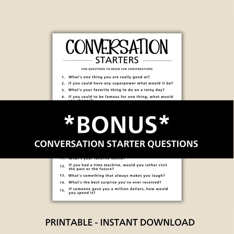 Icebreaker Games Bundle, Printable Conversation Starters, Party Starter ...