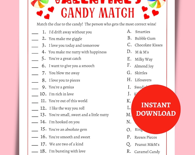 Valentines Left Right Game, Printable Group Valentines Game, Easy ...