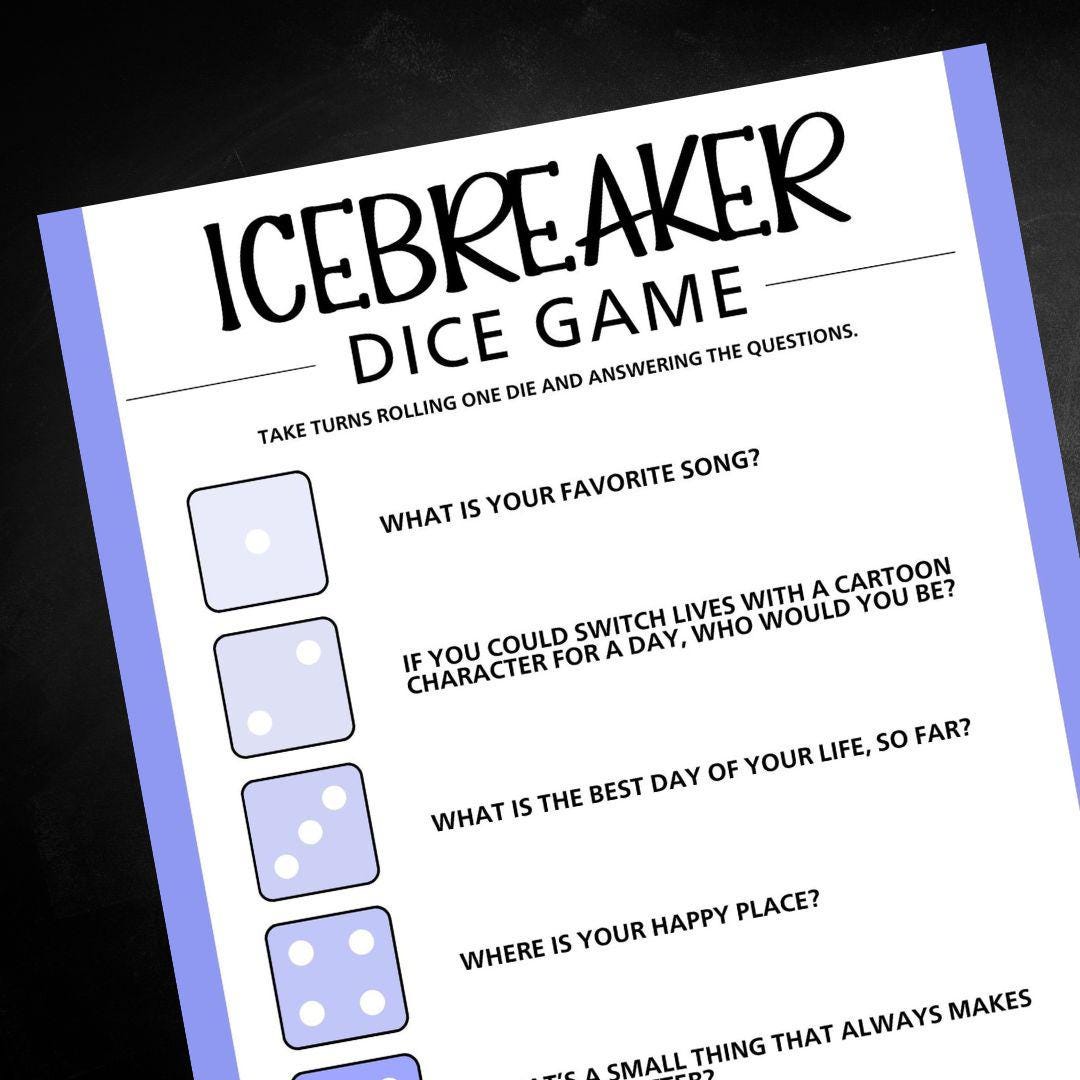 Icebreaker Game, Printable Icebreaker Dice Game, Pastel Party Starter ...