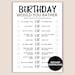 Birthday Game, Printable Would You Rather Game, Easy Party Starter Game ...