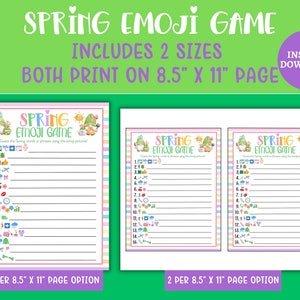 Spring Emoji Game, Spring Printable Game, Emoji Game, Spring Emoji Game ...