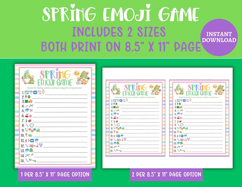 Spring Emoji Game, Spring Printable Game, Emoji Game, Spring Emoji Game ...