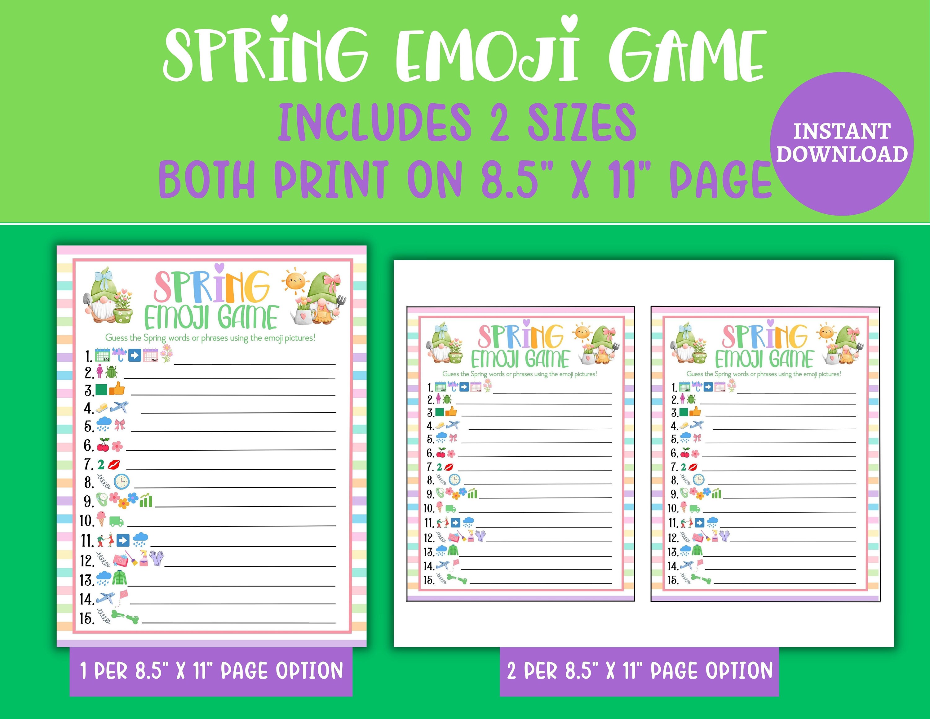 Spring Emoji Game, Spring Printable Game, Emoji Game, Spring Emoji Game ...