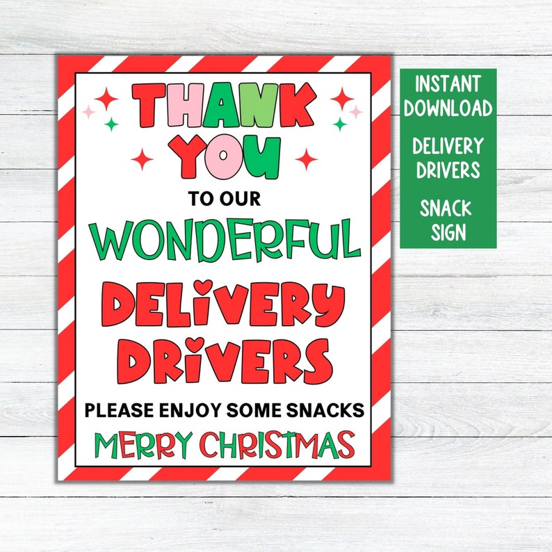 Delivery Driver Snack Sign, PRINTABLE, Delivery Driver Snack Printable ...