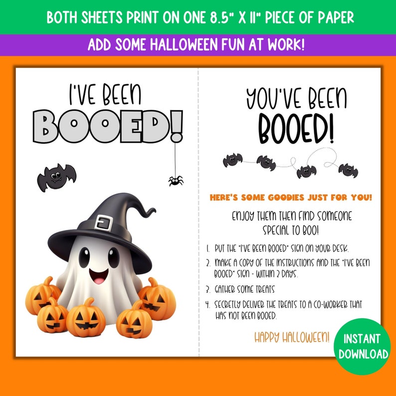 I've Been Booed Coworker Game, Printable I've Been Booed at Work, Booed ...