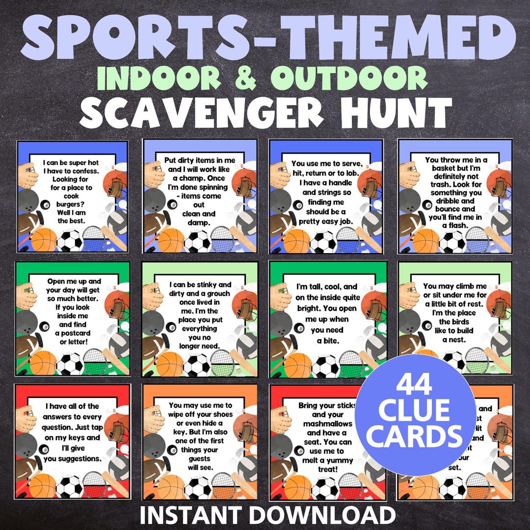 Sports Scavenger Hunt for Kids, Printable Birthday Party Game for Boys ...