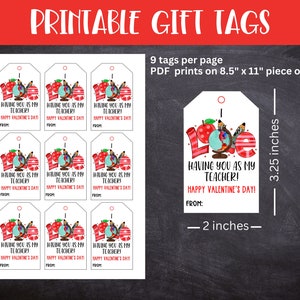 Valentines Teacher Gift Tags, Printable Teacher Gift Tags for ...