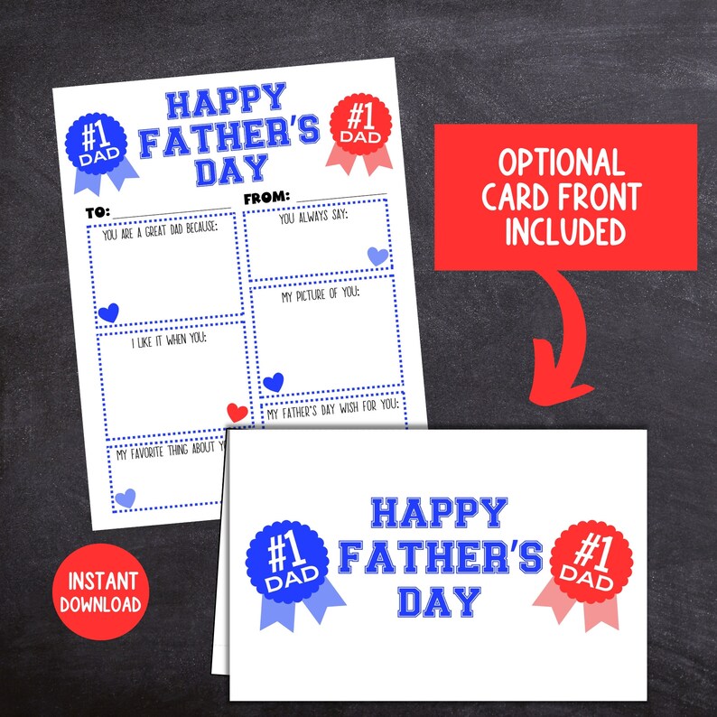 Fathers Day Card From Kids, Printable Kids Father's Day, Fill in the ...