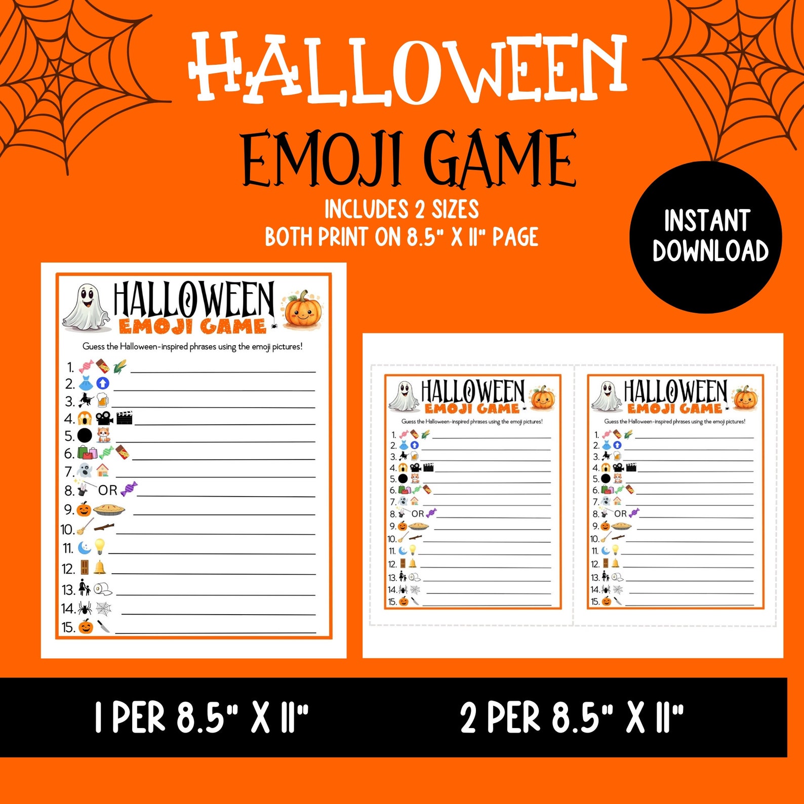 Halloween Emoji Game, Printable Halloween Activity, Fall Party Game ...