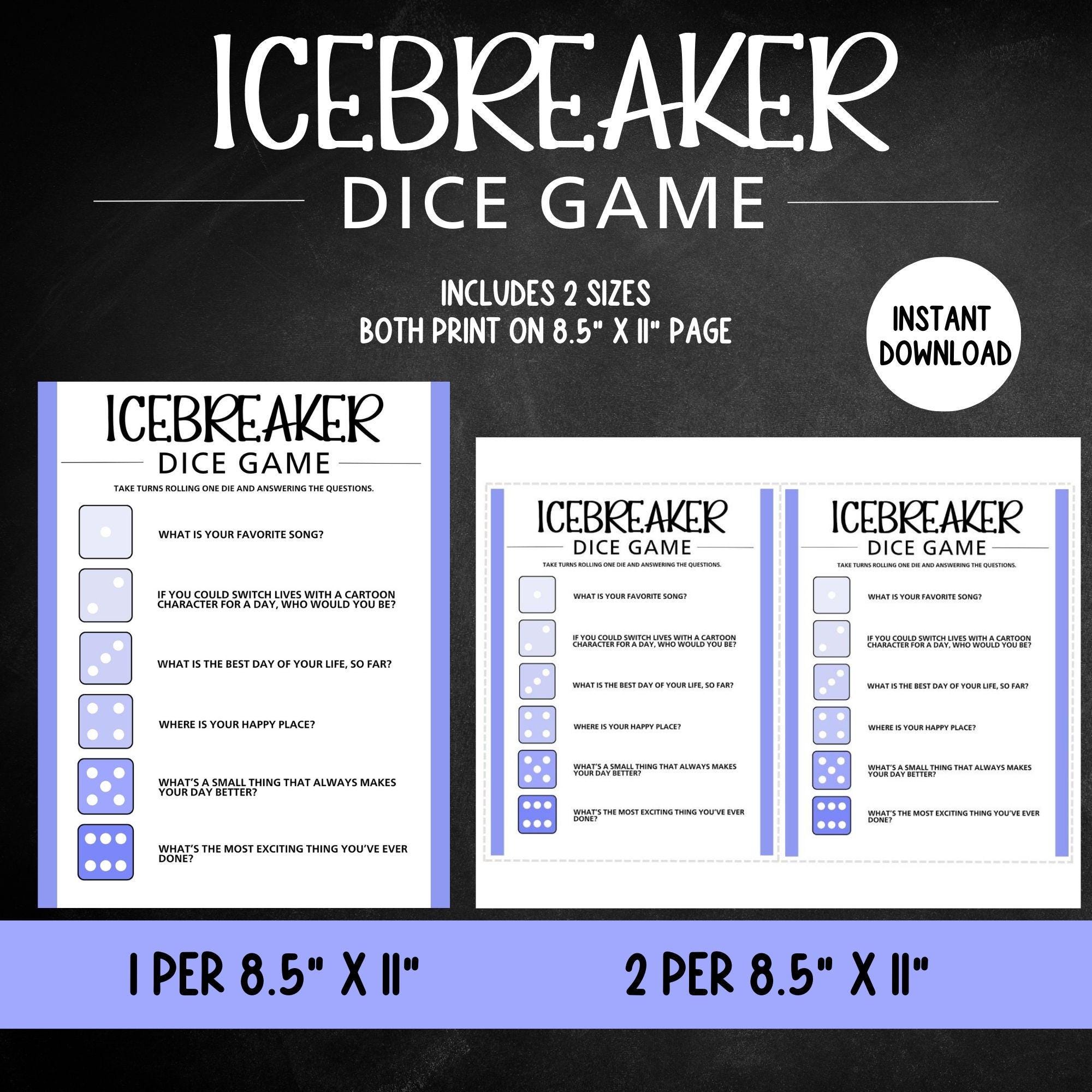 Icebreaker Game, Printable Icebreaker Dice Game, Pastel Party Starter ...