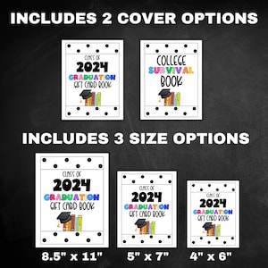 Printable Graduation Gift Card Book, College Gift Card Book, High ...