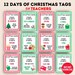 Teacher Christmas Gift, Printable 12 Days of Christmas Gift Tags for ...