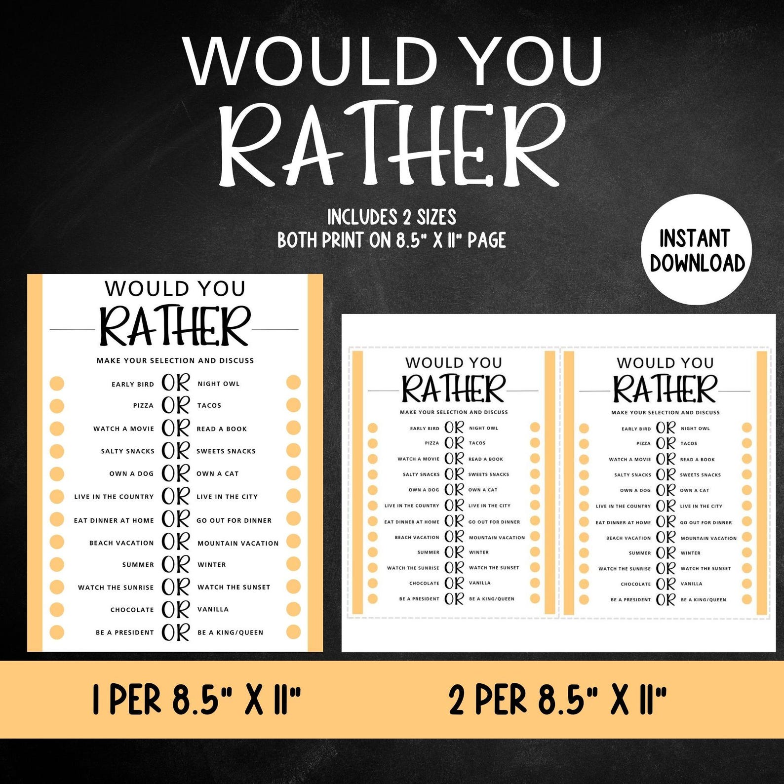Icebreaker Game, Printable Would You Rather Game, Printable Pastel ...