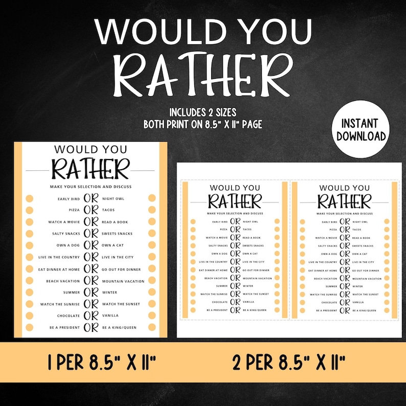 Icebreaker Game, Printable Would You Rather Game, Printable Pastel ...