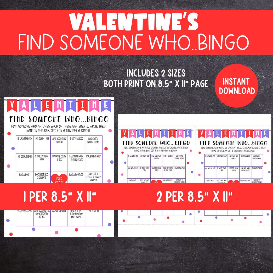Valentines Find Someone Bingo Game, Printable Human Bingo, Valentines ...
