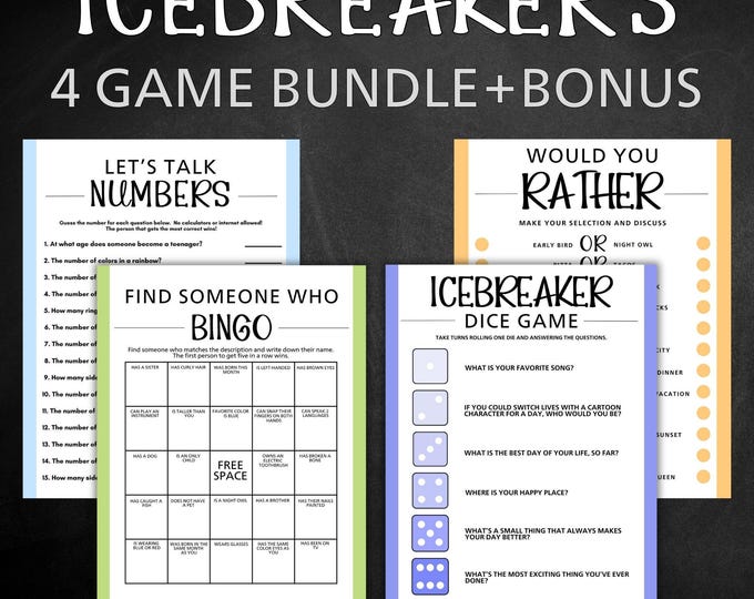 Icebreaker Games Bundle Printable Conversation Cards Dinner Party ...
