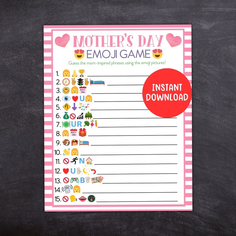 Mothers Day Game, Mothers Day Printable Game, Emoji Game for Mothers ...