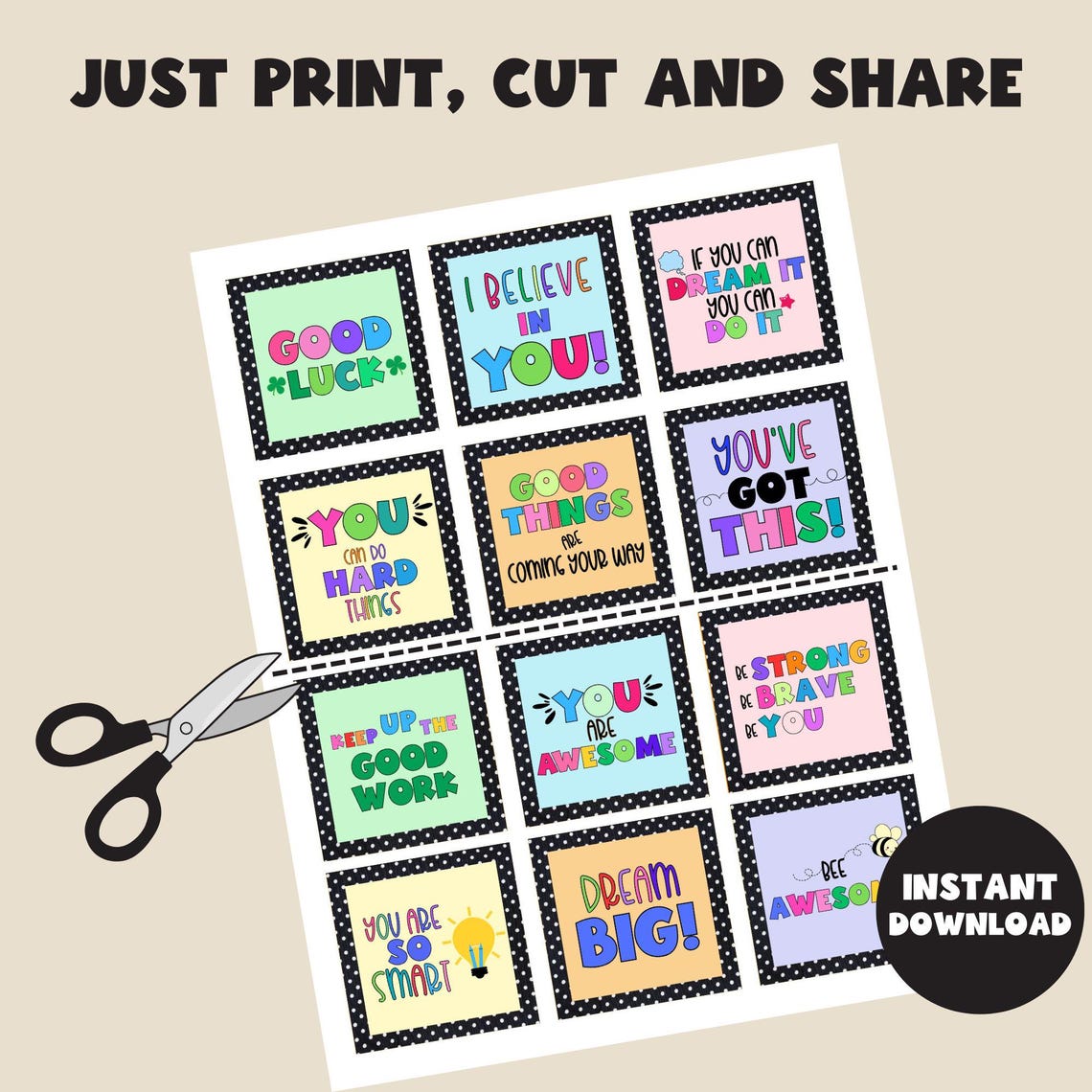 Mini Encouragement Cards, Printable Motivational Tags,positive Desk ...