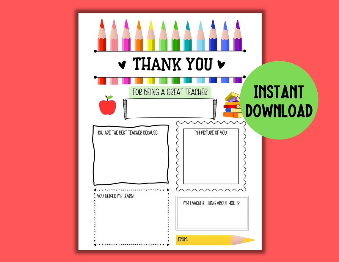 Teacher Appreciation Week Printable, Teacher Thank You, Teacher ...