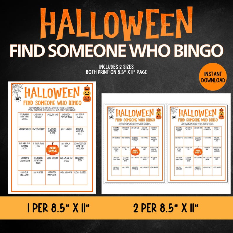 Halloween Game, Printable Halloween Find Someone Who Game, Halloween ...
