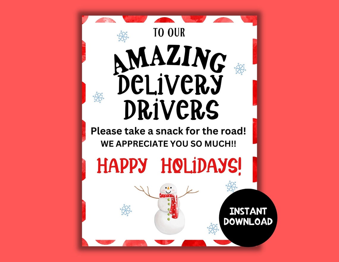Delivery Driver Snack Sign, PRINTABLE, Delivery Driver Snack Printable ...