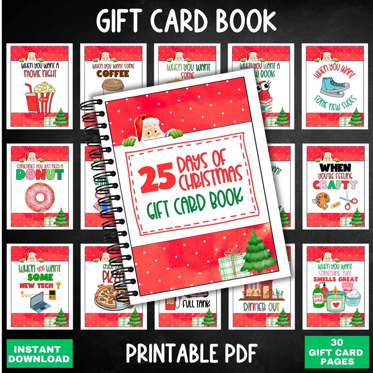 Christmas Gift Card Book, Printable Christmas Gift for Teen, College ...