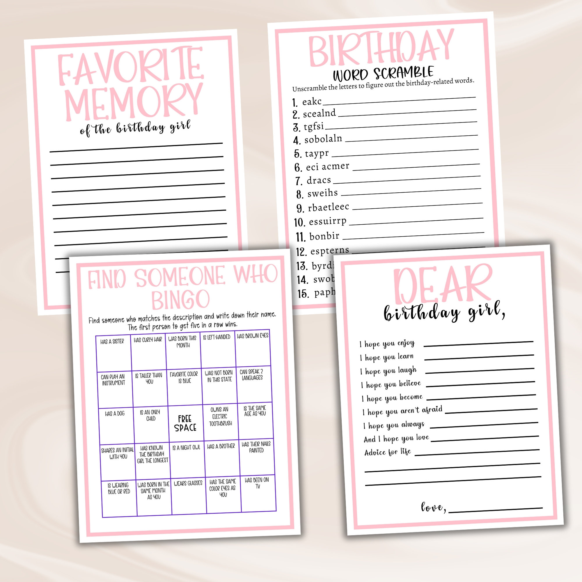 Women's Birthday Party Game Bundle, Printable Adult Games for Her ...