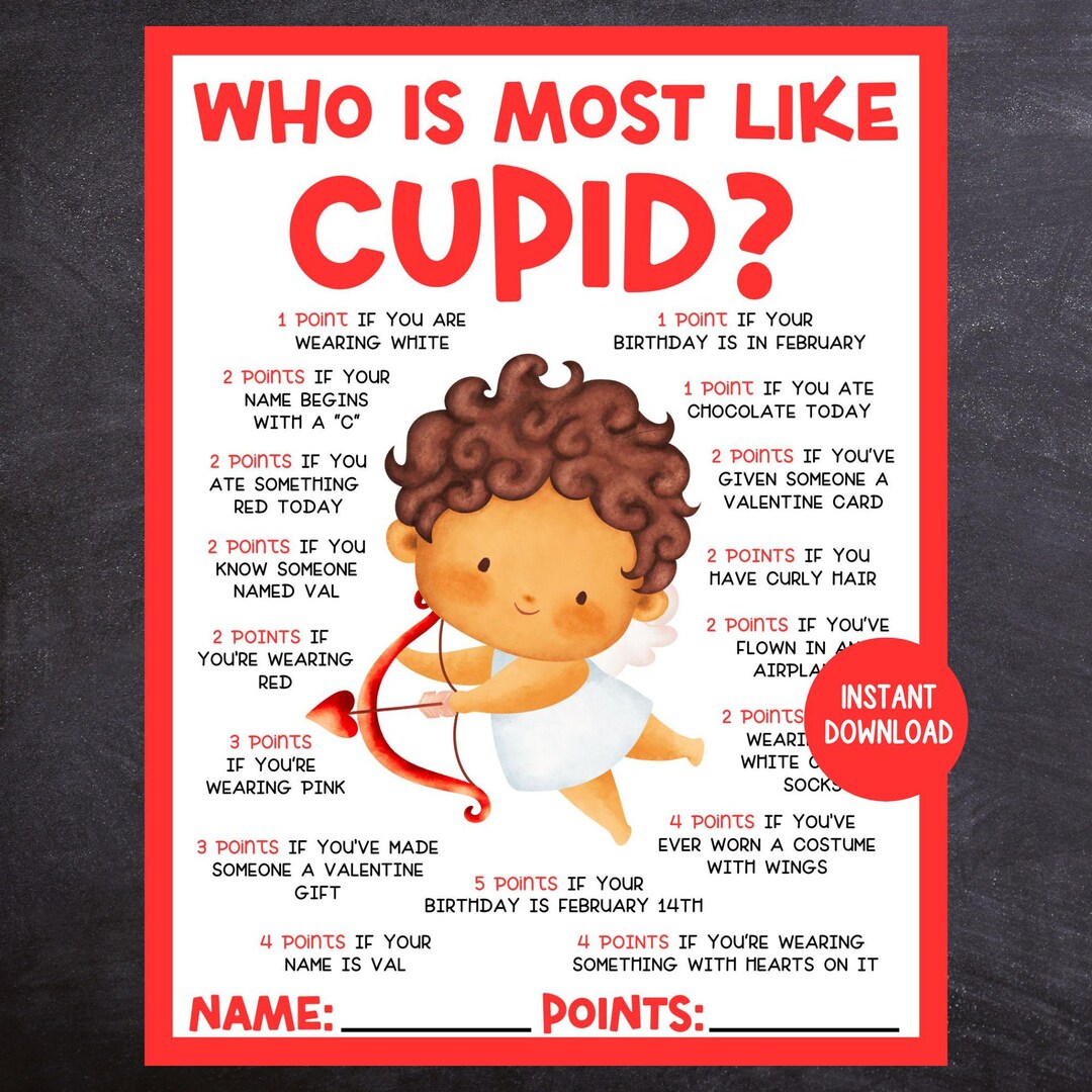 Who is Most Like Cupid Game, Printable Valentines Game, Valentines Day ...