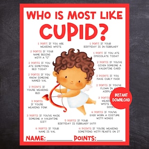 Who is Most Like Cupid Game, Printable Valentines Game, Valentines Day ...