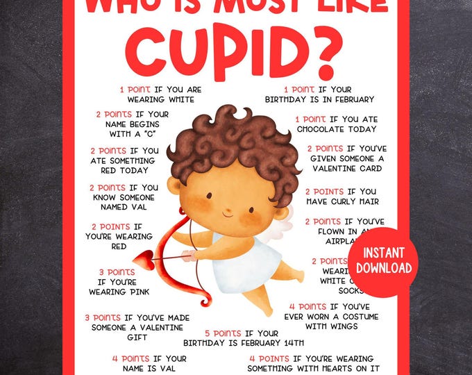 Valentines Game, Who is Most Like Cupid Game, Valentines Activity ...