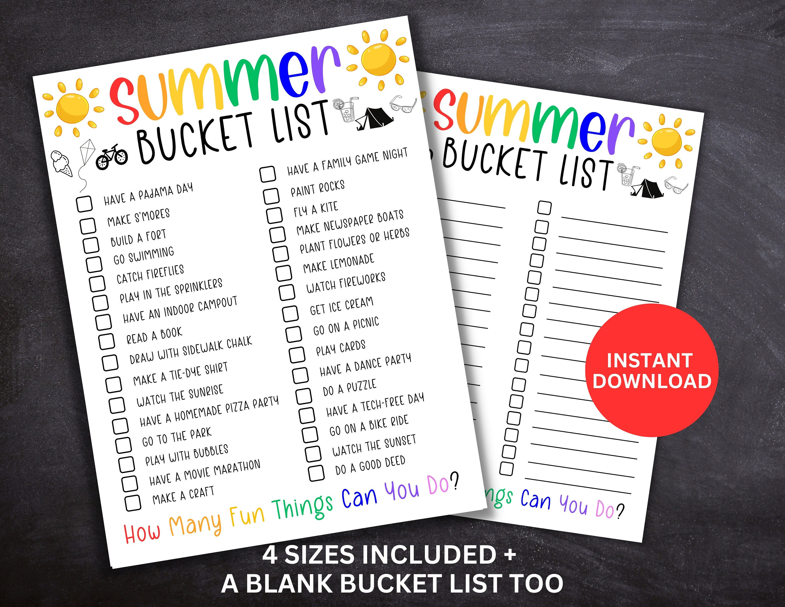 Summer Bucket List Printable for Kids, Things to Do During Summer, Fun ...