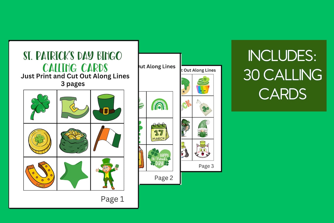 St. Patrick's Day Bingo Game, Printable St. Patrick's Day Bingo, St ...