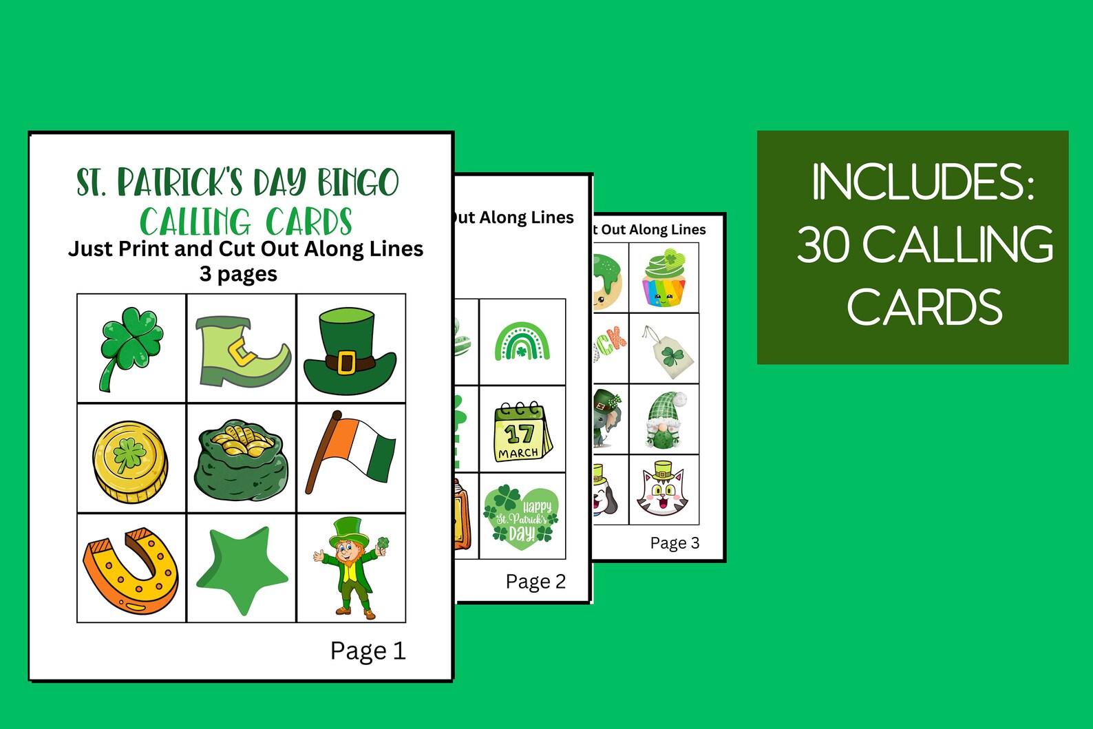 St. Patrick's Day Bingo Game, Printable St. Patrick's Day Bingo, St ...