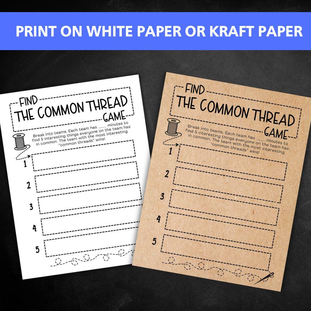 Icebreaker Game, Printable Find the Common Thread Game, Get to Know You ...