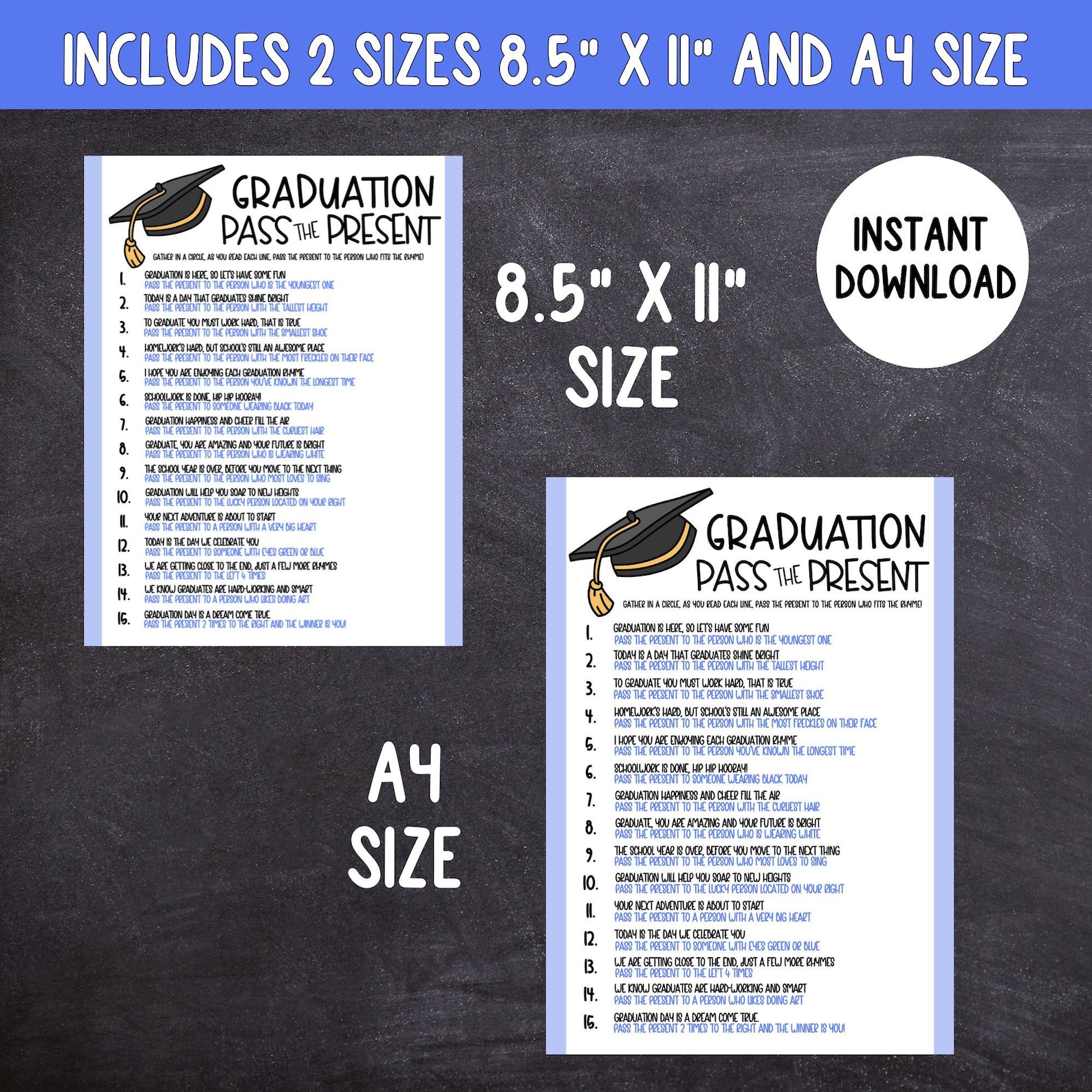 Pass the Present Graduation Game, Printable Group Graduation Game, Left ...