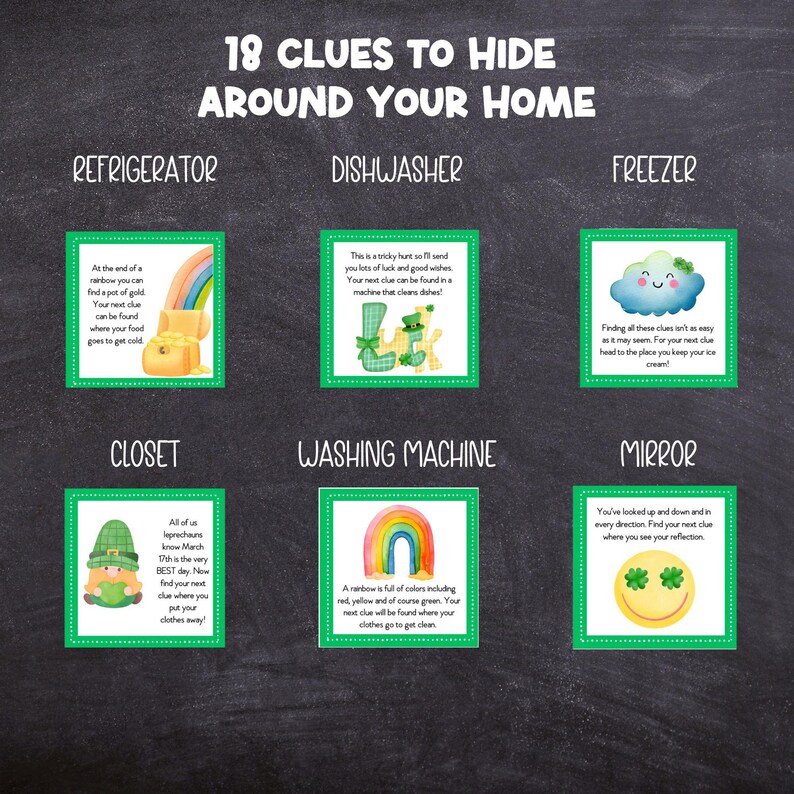 Leprechaun Treasure Hunt, Printable St. Patricks Day Treasure Hunt ...