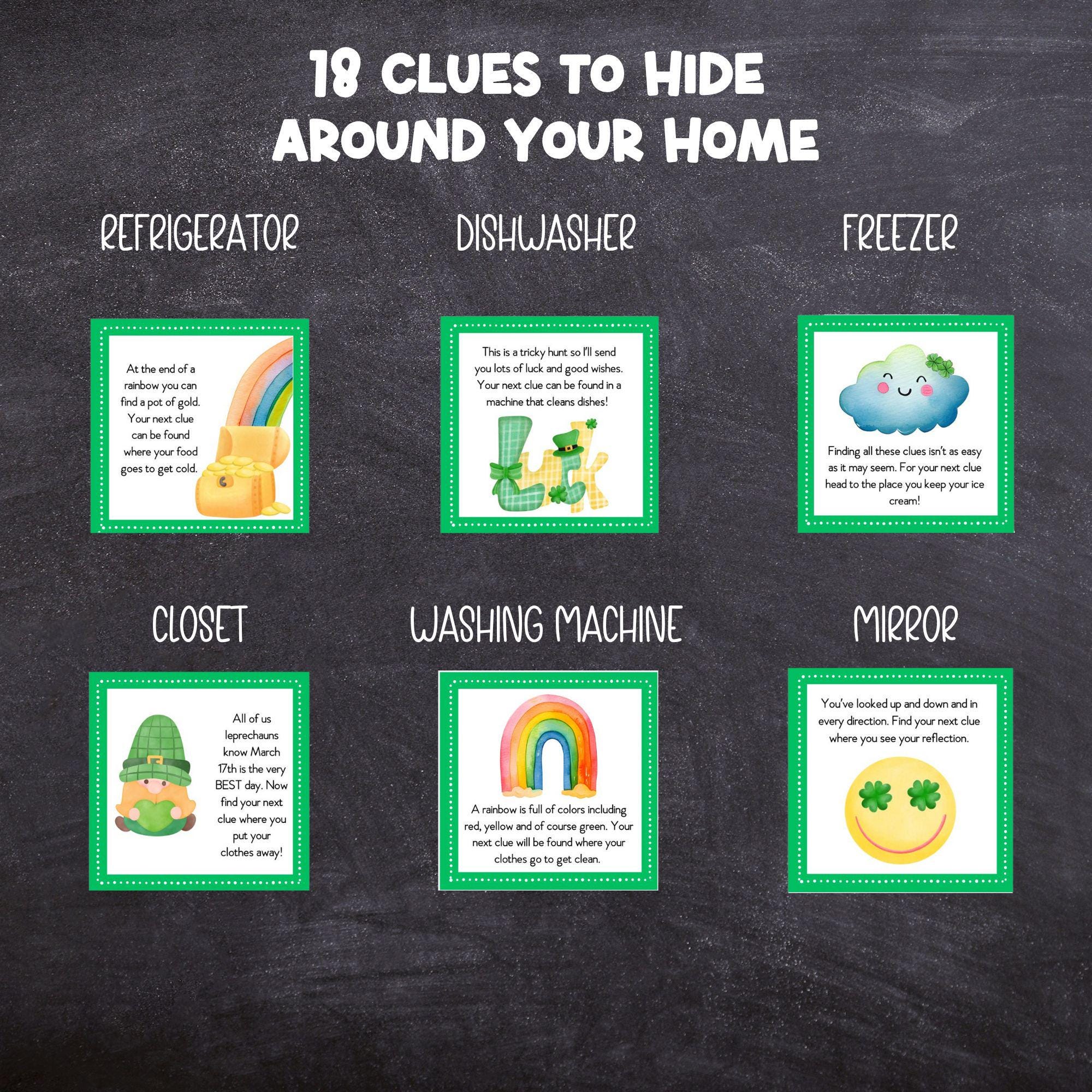 Leprechaun Treasure Hunt, Printable St. Patricks Day Treasure Hunt ...